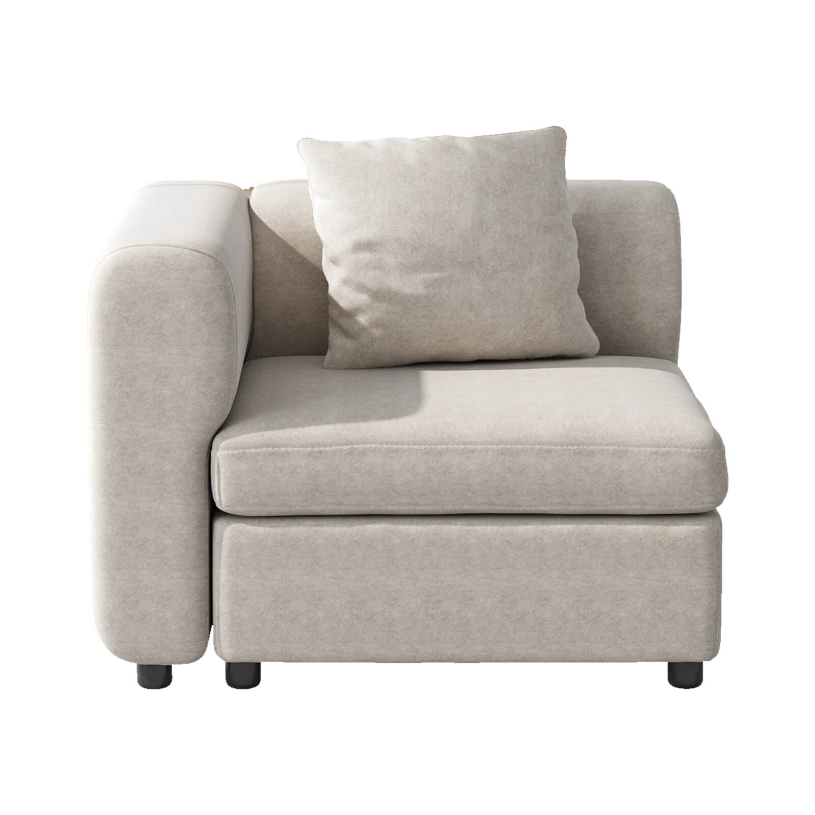 Velvet Sectional Sofa, Modern Oversized 4-Seater Sofa with 3 Pillows a – Guyii